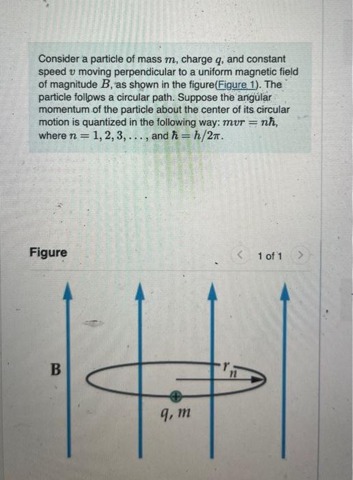 Solved Consider a particle of mass m, charge q, and constant | Chegg.com