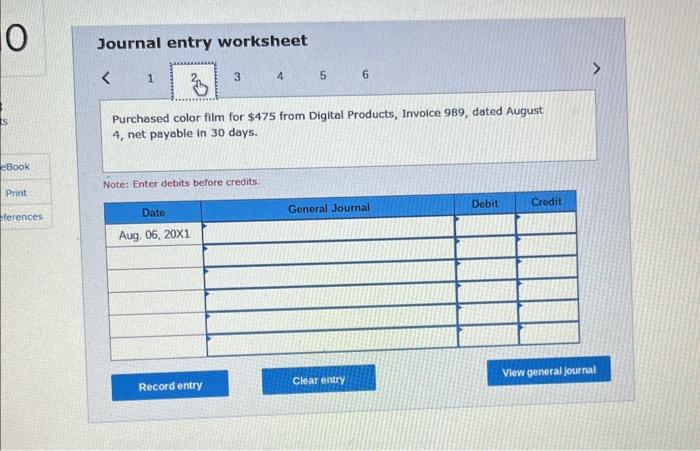 Solved Journal entry worksheet Purchased cameras for $3,500 | Chegg.com