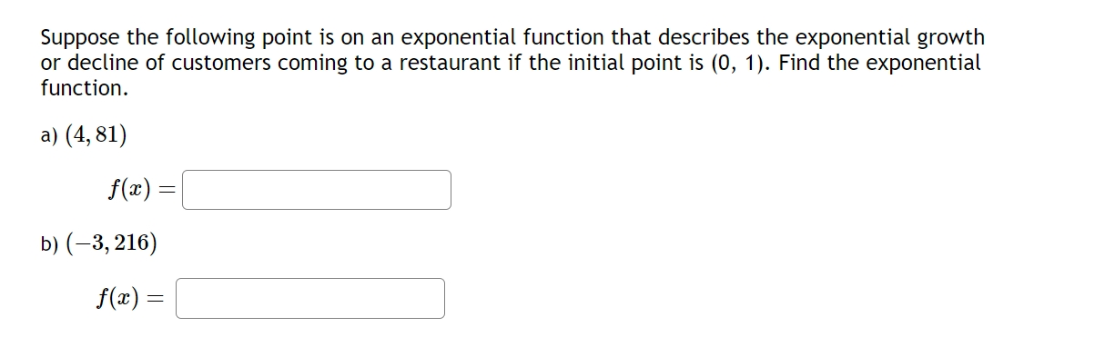 Solved Suppose the following point is on an exponential | Chegg.com