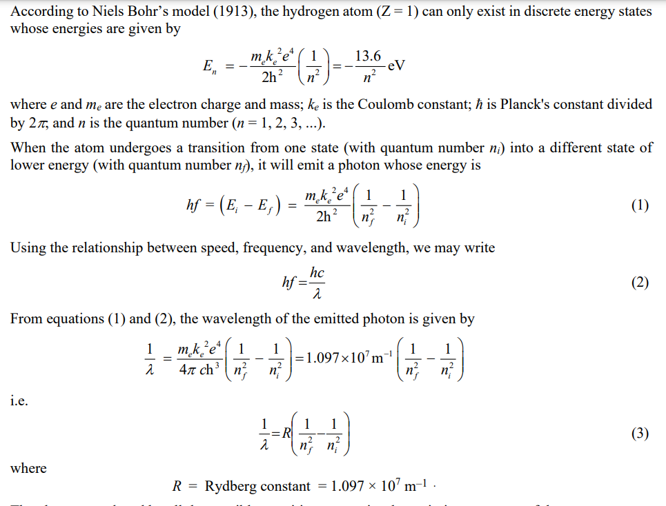 Solved Use equation (3) ﻿to calculate the wavelengths of the | Chegg.com