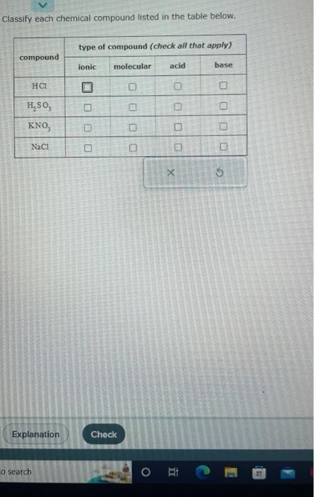 Solved Classify each chemical compound listed in the table | Chegg.com