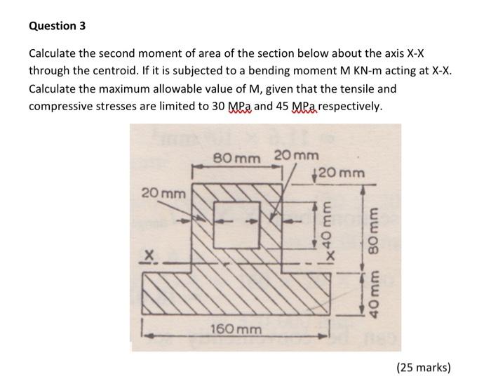 Solved Calculate the second moment of area of the section | Chegg.com