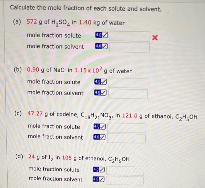 Solved Calculate the mole fraction of each solute and | Chegg.com