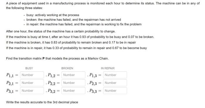 Solved A piece of equipment used in a manufacturing process | Chegg.com