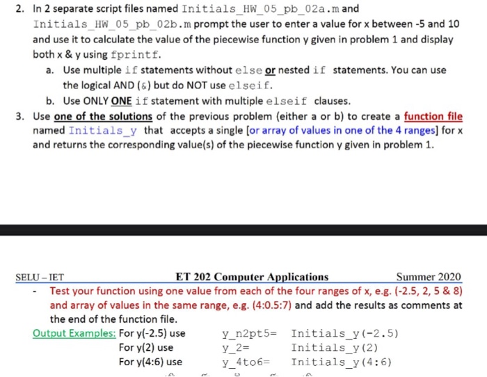 Solved 2. In 2 separate script files named | Chegg.com
