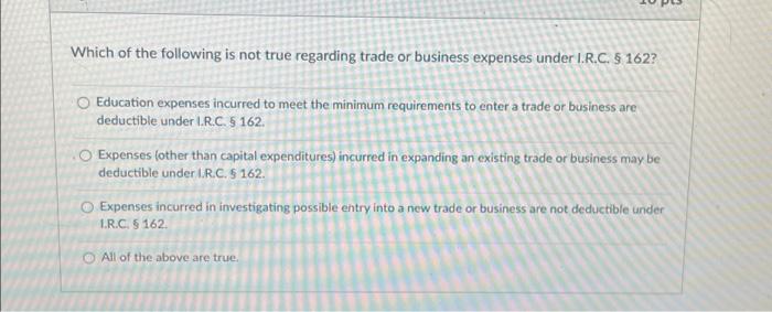 Solved Which of the following is not true regarding trade or | Chegg.com