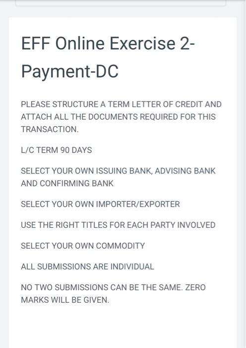 Solved EFF Online Exercise 2- Payment-DC PLEASE STRUCTURE A | Chegg.com