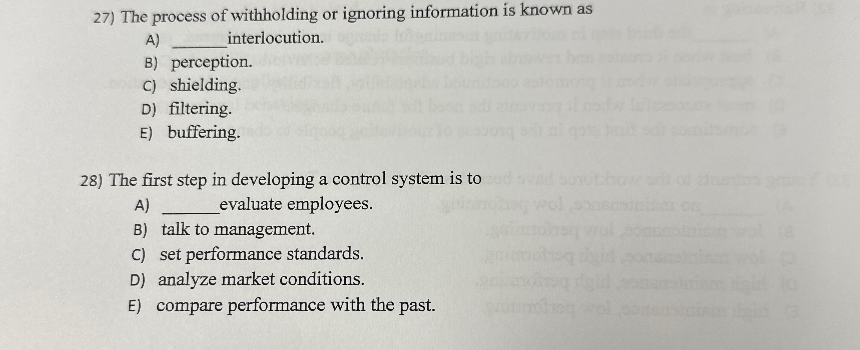 Solved The process of withholding or ignoring information is | Chegg.com