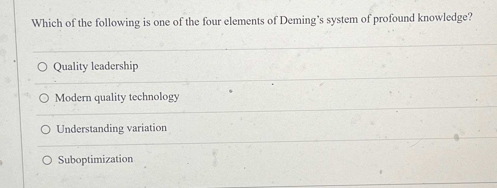 Solved Which of the following is one of the four elements of | Chegg.com
