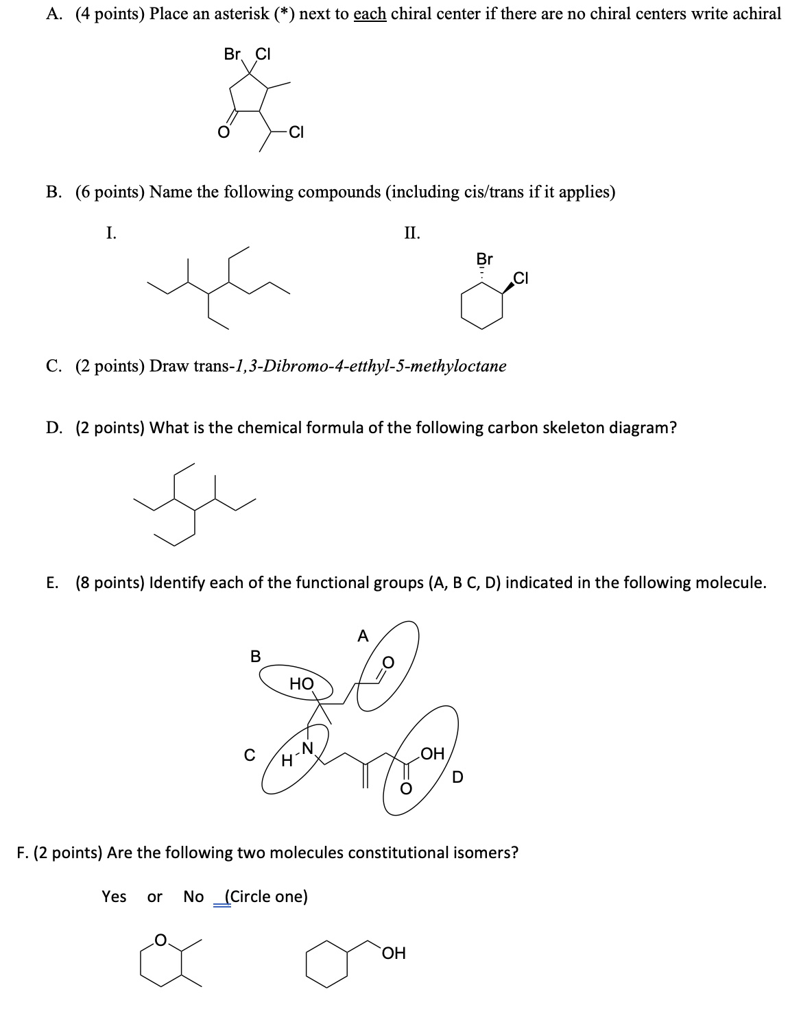 Solved A. (4 ﻿points) ﻿Place an asterisk | Chegg.com