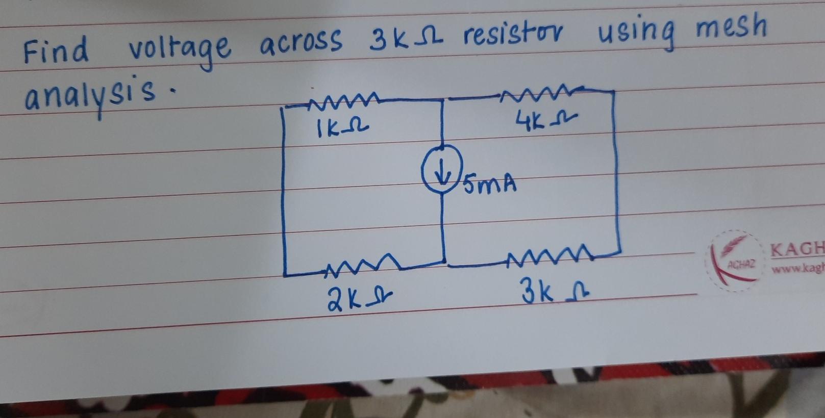 Solved Find voltage across 3k 12 resistor using mesh | Chegg.com Solved Find voltage across 3k 12 resistor using mesh | Chegg.com