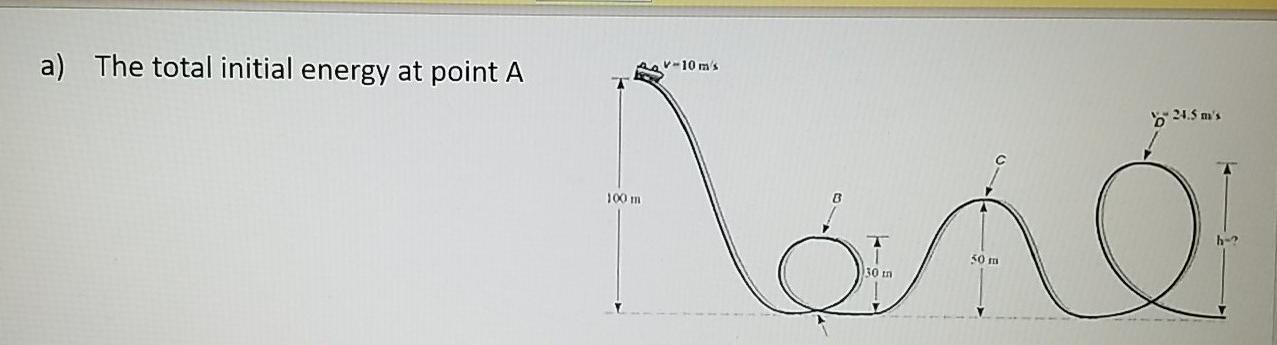 Solved a) The total initial energy at point A LV-10ms • | Chegg.com