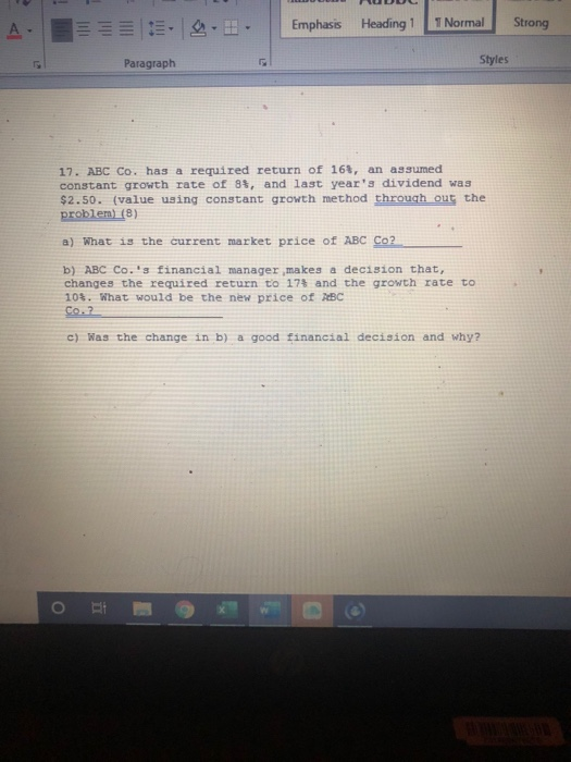 Solved Emphasis Heading 1 1 Normal Strong Paragraph Styles | Chegg.com