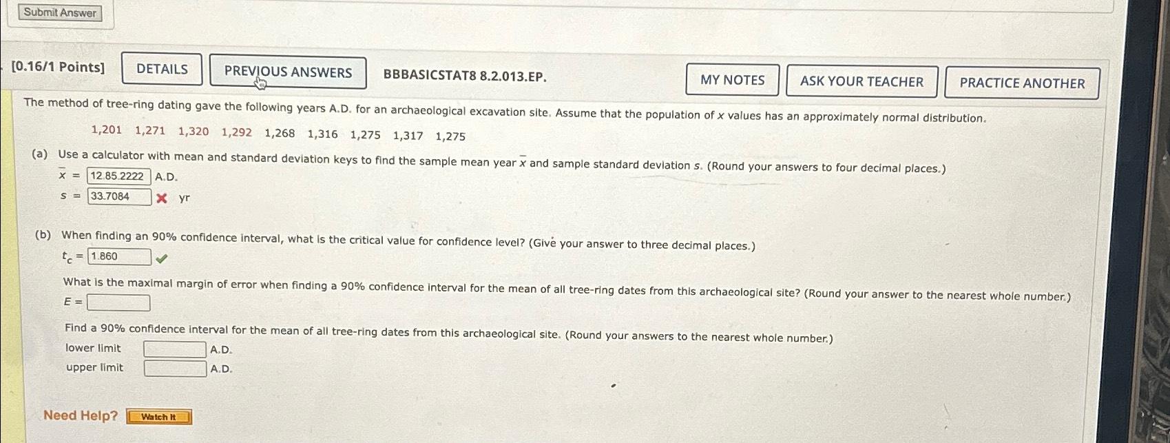 Solved [0.16/1 ﻿Points]BBBASICSTAT8 8.2.013.EP.The method of | Chegg.com