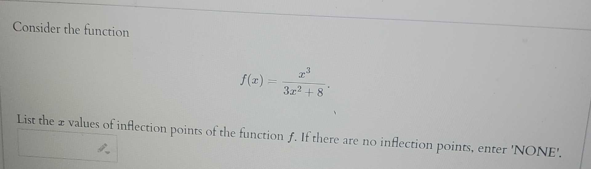 Solved Consider the functionf(x)=x33x2+8List the x ﻿values | Chegg.com