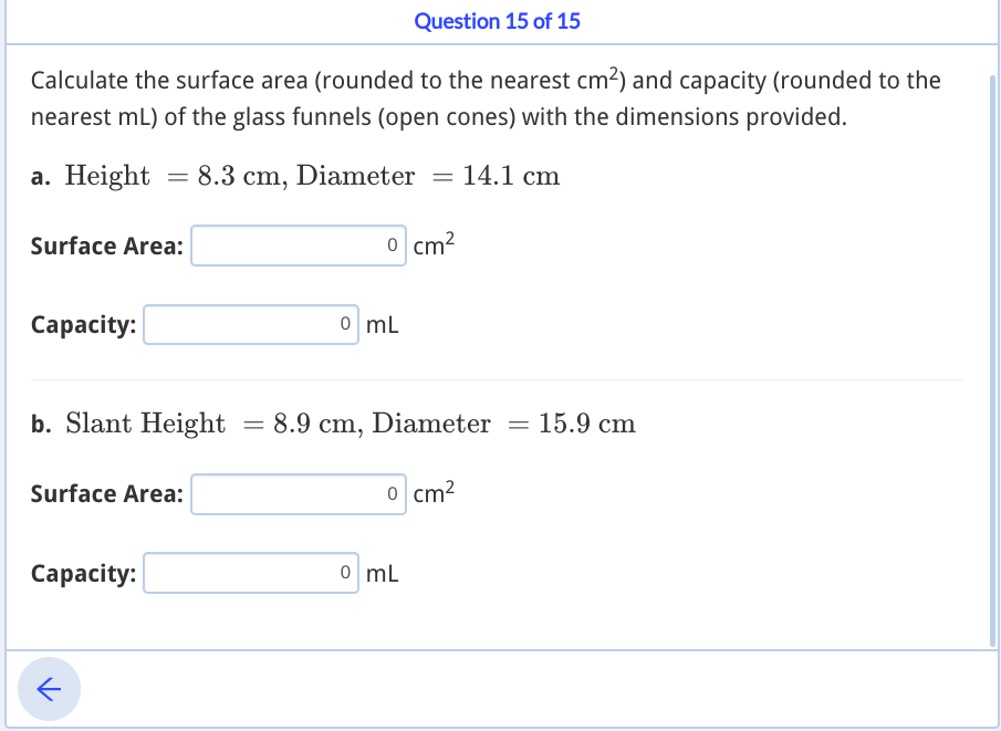 Solved Calculate the surface area (rounded to the nearest | Chegg.com