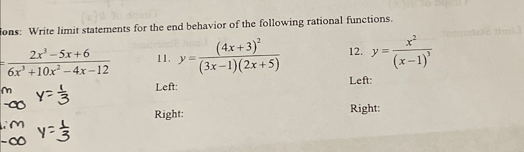 Solved ions: Write limit statements for the end behavior of | Chegg.com