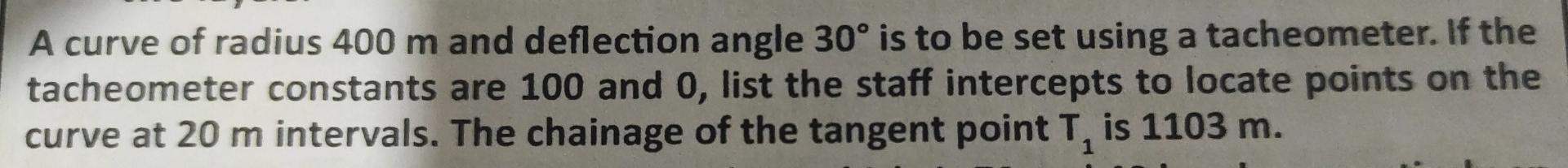 Solved A curve of radius 400 m and deflection angle 30∘ is | Chegg.com