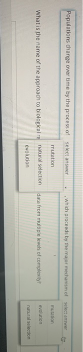 Solved Populations change over time by the process of select | Chegg.com