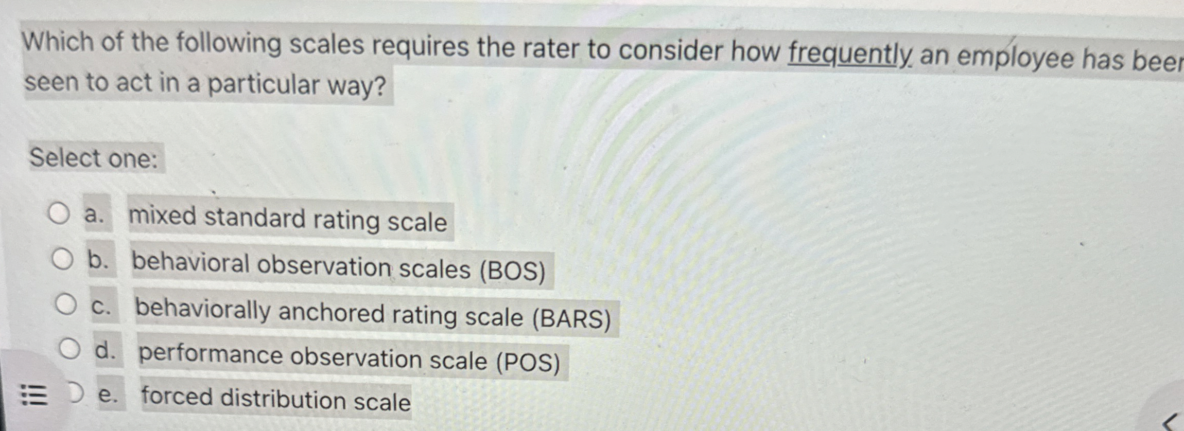 Solved Which of the following scales requires the rater to | Chegg.com