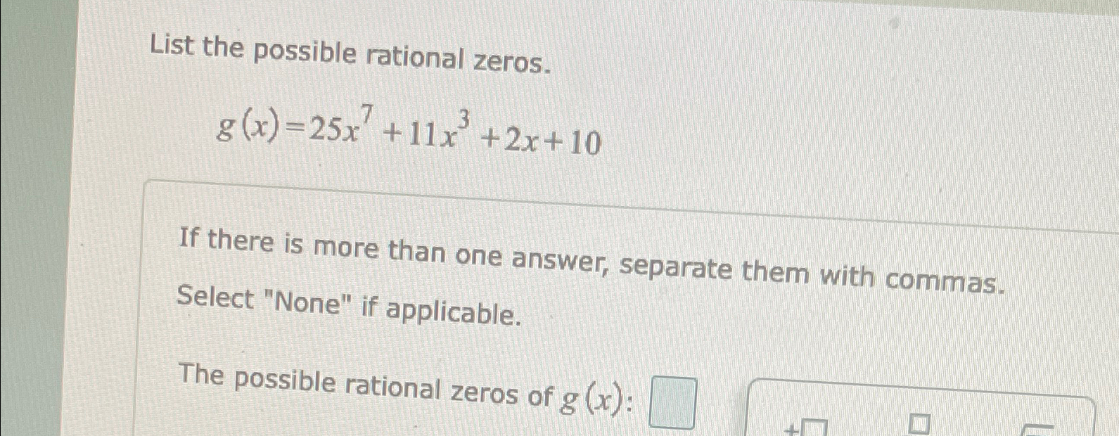 Solved List the possible rational | Chegg.com
