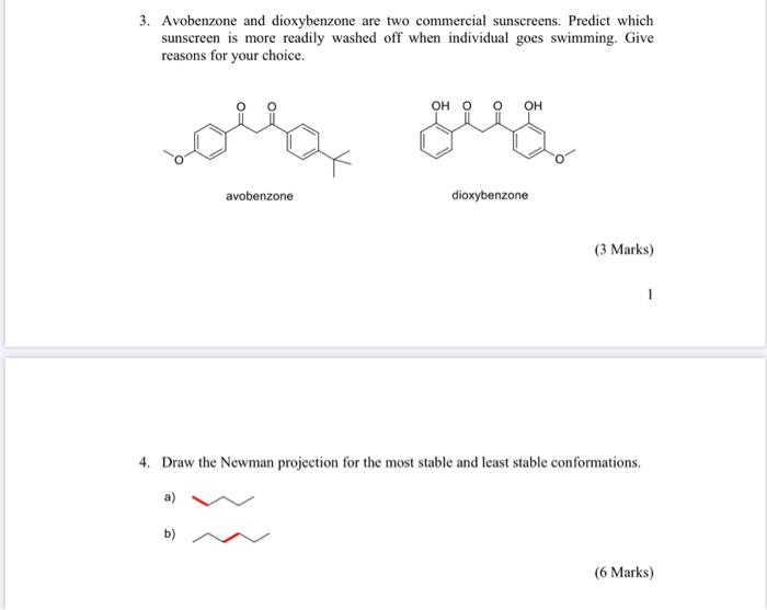 Solved 3. Avobenzone and dioxybenzone are two commercial | Chegg.com