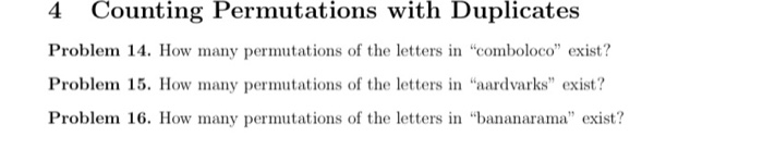 4 Counting Permutations with Duplicates Problem 14. | Chegg.com