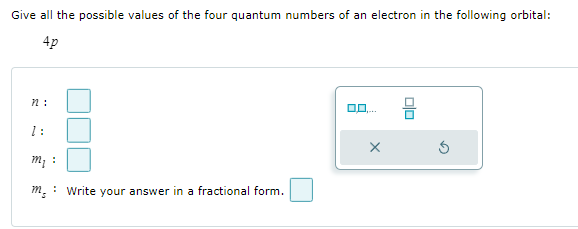 Solved Give all the possible values of the four quantum | Chegg.com