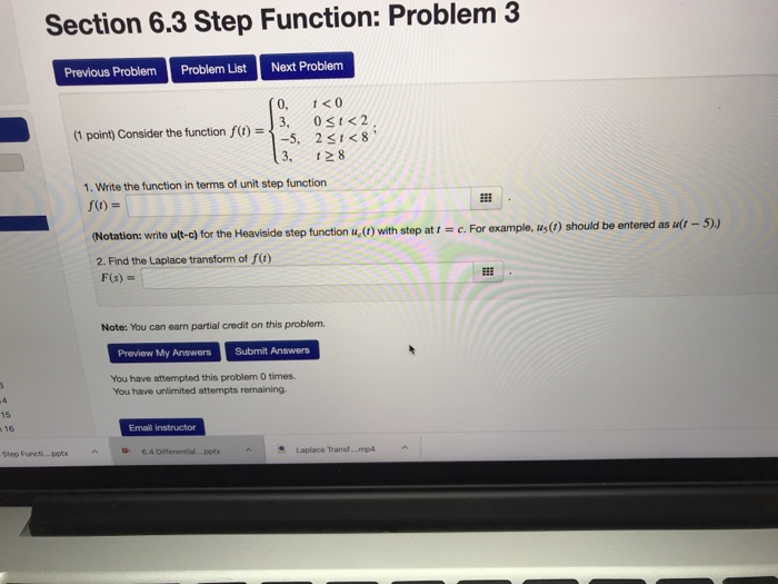 Solved Section 6 3 Step Function Problem 3 Previous Problem