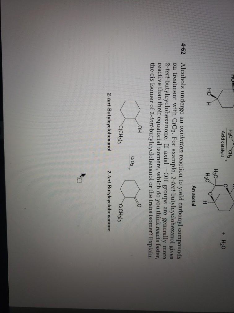 Solved HU CH3 H3C Acid catalyst 0 + H2O HOH H3C H2C O H An | Chegg.com