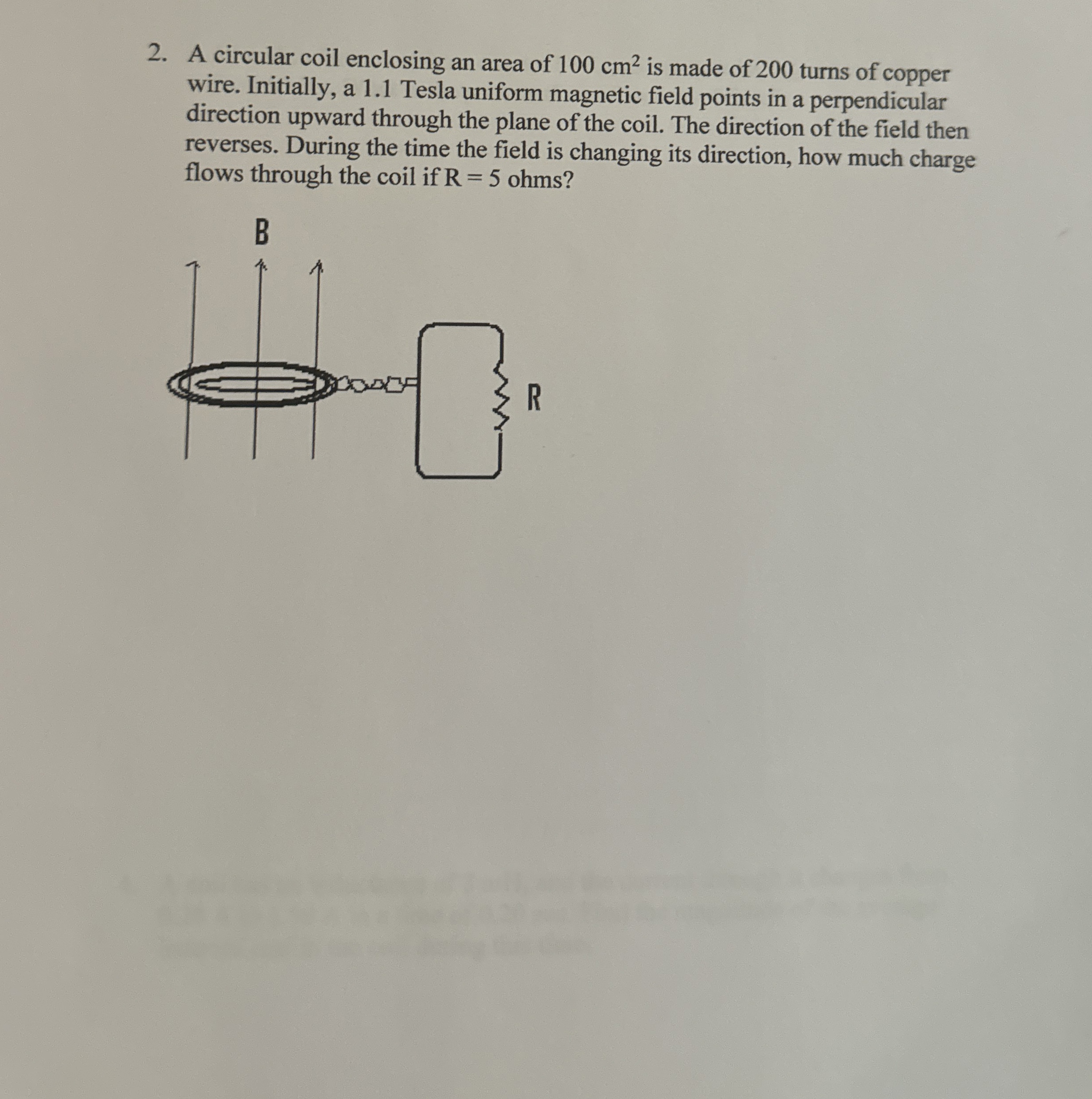 Solved A circular coil enclosing an area of 100cm2 ﻿is made | Chegg.com