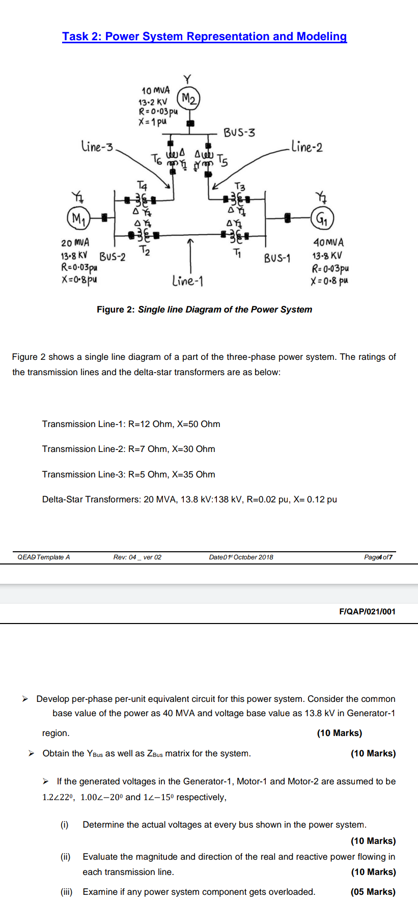 Solved Task 2: Power System Representation and Modeling 10 | Chegg.com