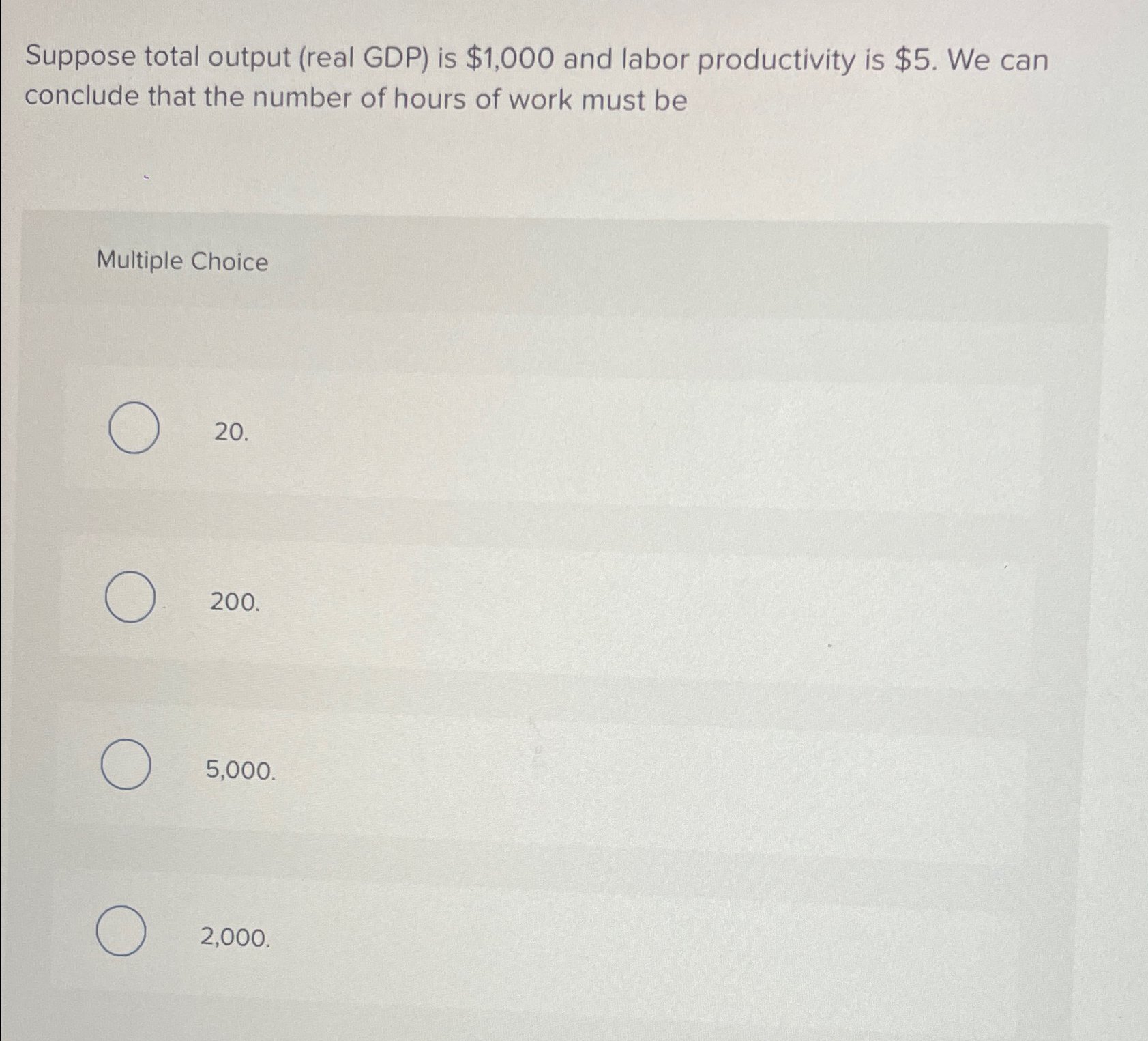 Solved Suppose total output (real GDP) ﻿is $1,000 ﻿and labor | Chegg.com