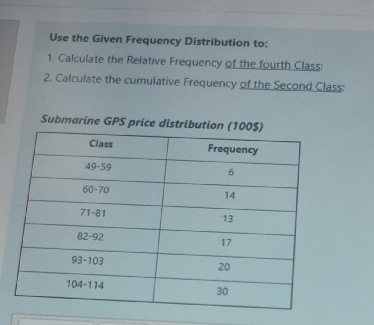 Solved Use the Given Frequency Distribution to: 1. Calculate | Chegg.com