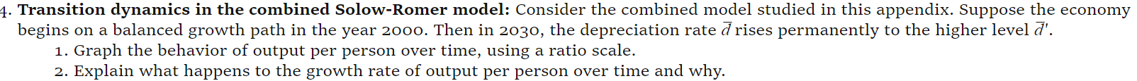 Transition dynamics in the combined Solow-Romer | Chegg.com