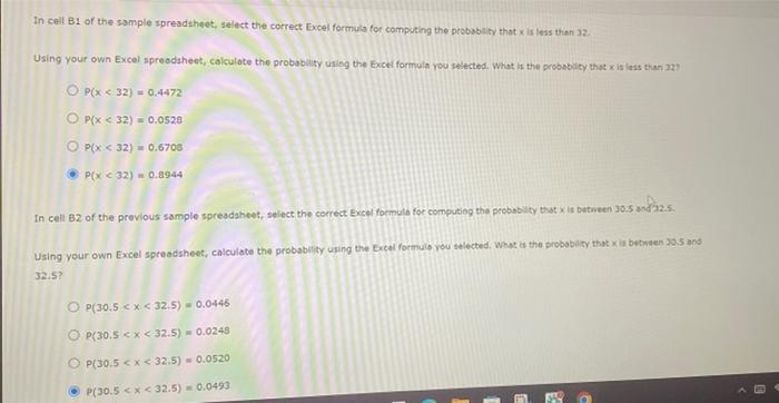 Solved 5. Using Excel- normal probabilities Consider the | Chegg.com