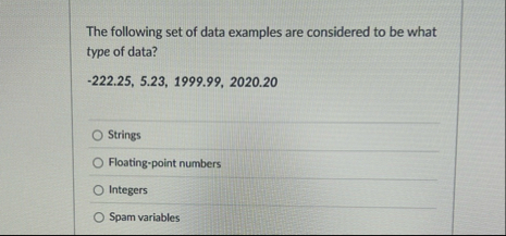 Solved The following set of data examples are considered to | Chegg.com