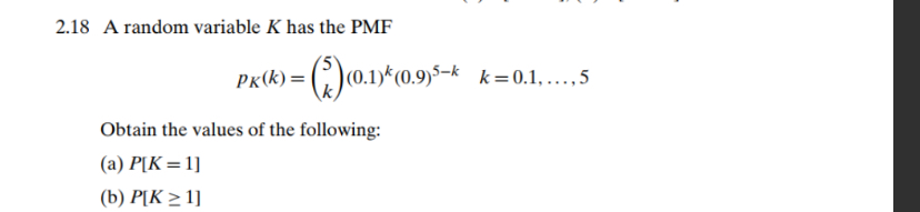 Solved 218 ﻿a Random Variable K ﻿has The 