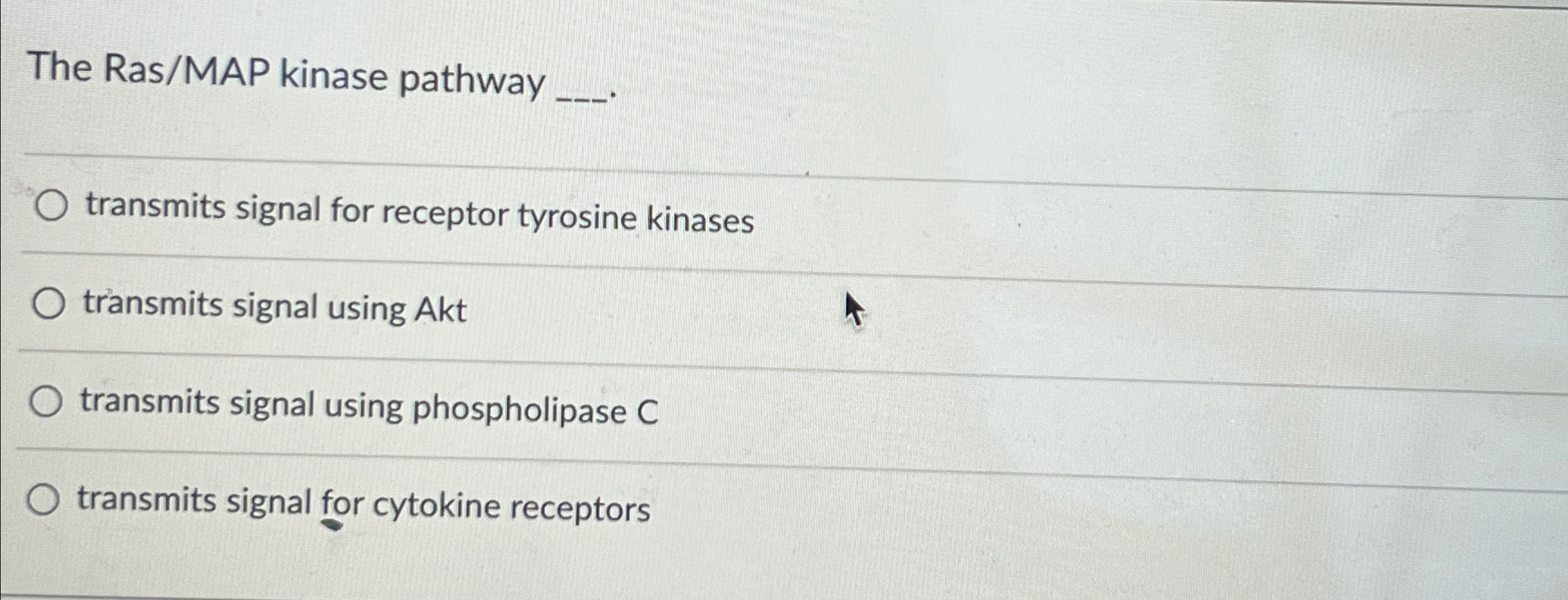 Solved The Ras/MAP kinase pathway q,transmits signal for | Chegg.com