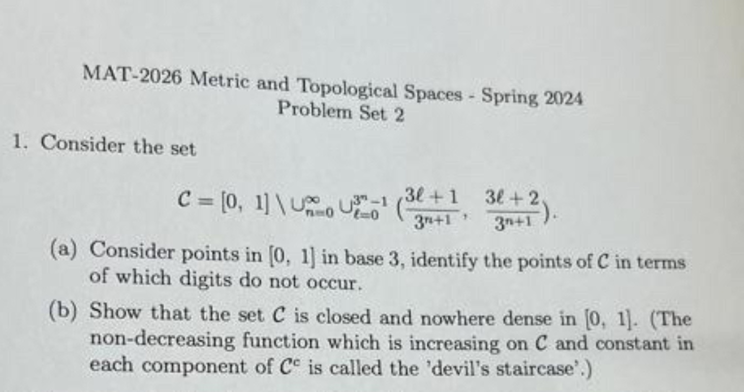 Solved MAT-2026 ﻿Metric and Topological Spaces - ﻿Spring | Chegg.com