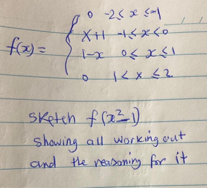 Solved f(x)=⎩⎨⎧0x+11−x0−2⩽x⩽1−1⩽x