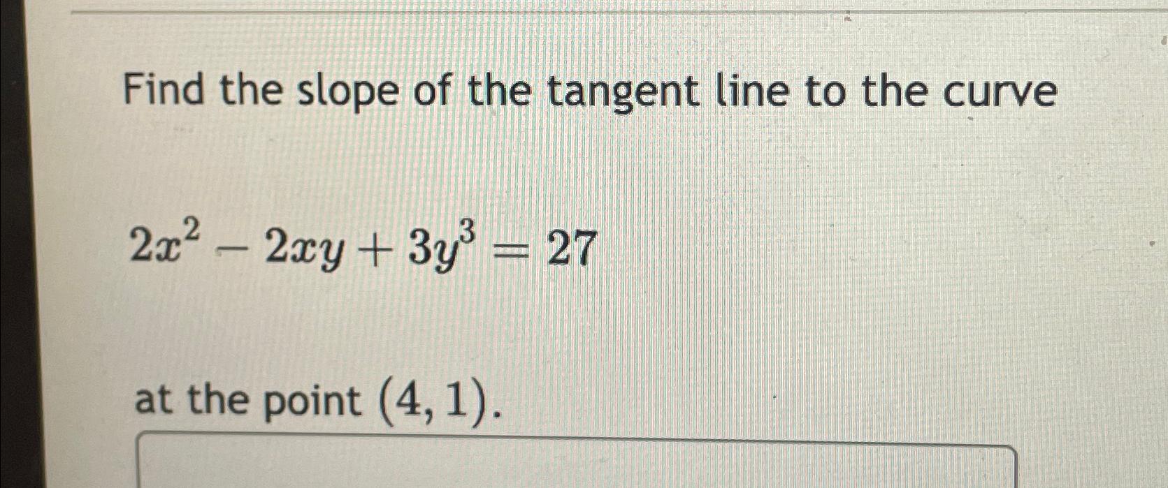 Solved Find the slope of the tangent line to the | Chegg.com