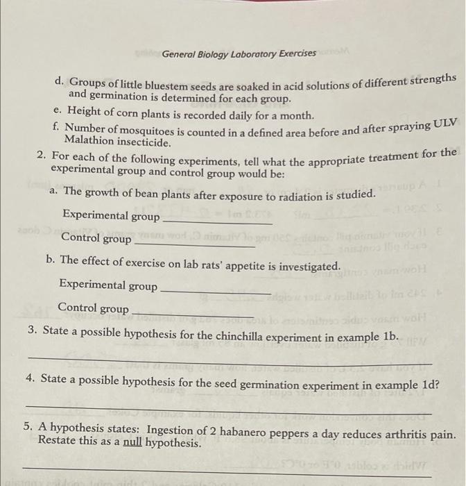 Solved Experimental Design 1. Identify the independent and | Chegg.com