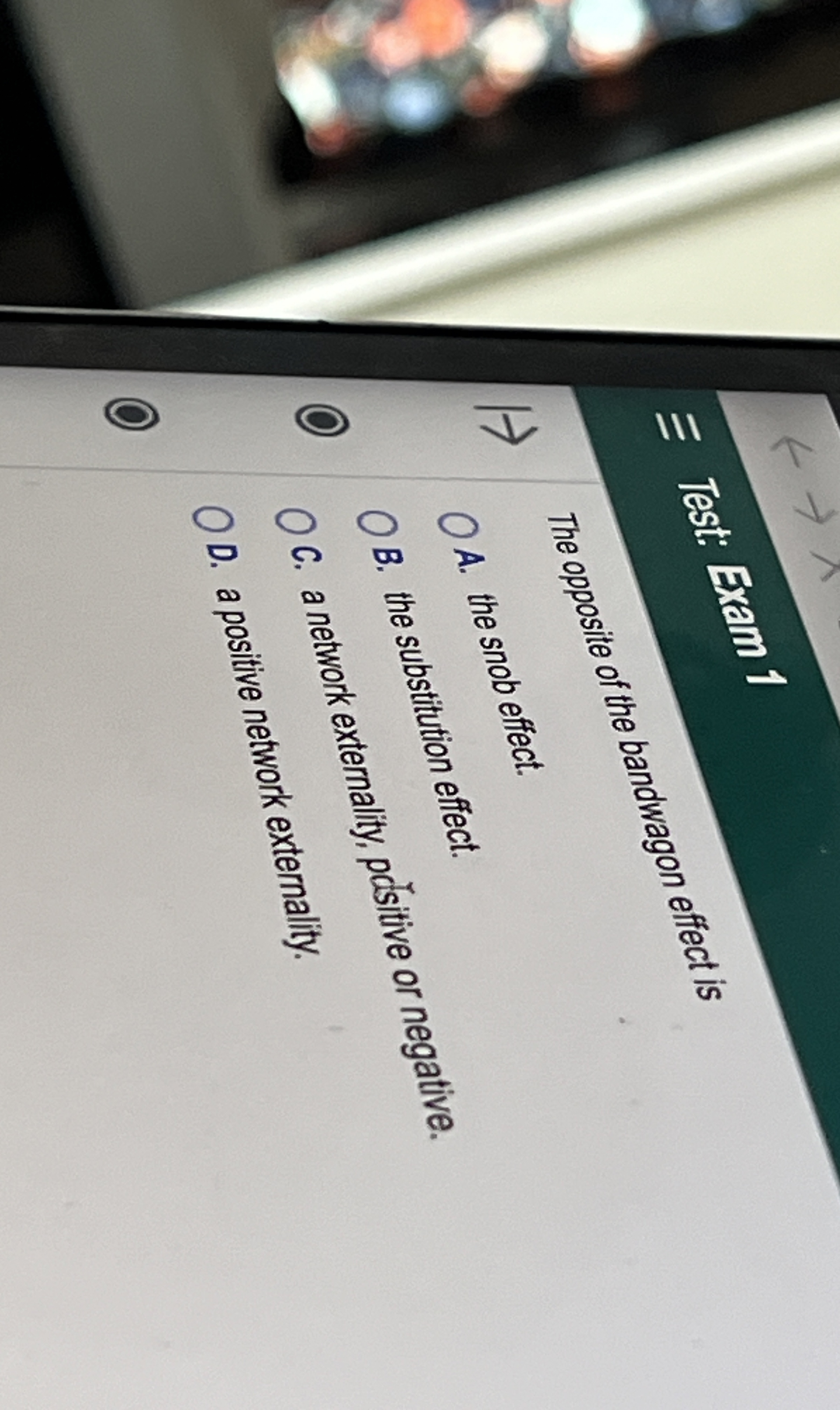 Solved Test: Exam 1The oppositio of the bandwagon effect | Chegg.com