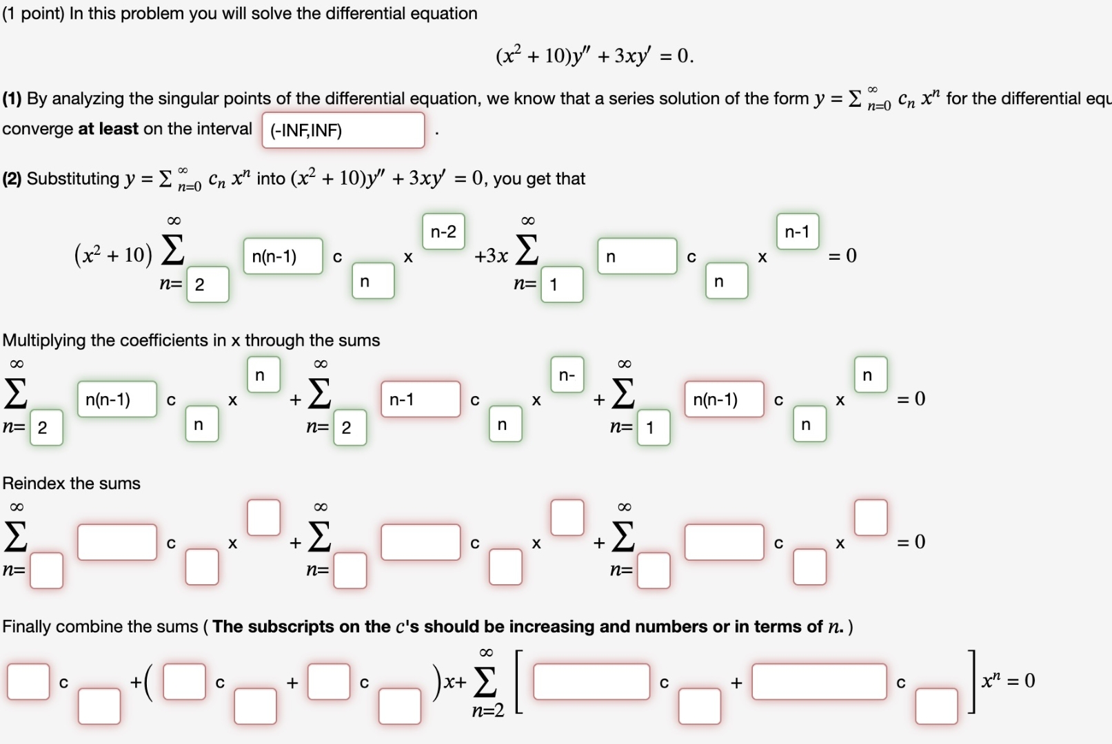 Solved (1 ﻿point) ﻿In this problem you will solve the | Chegg.com