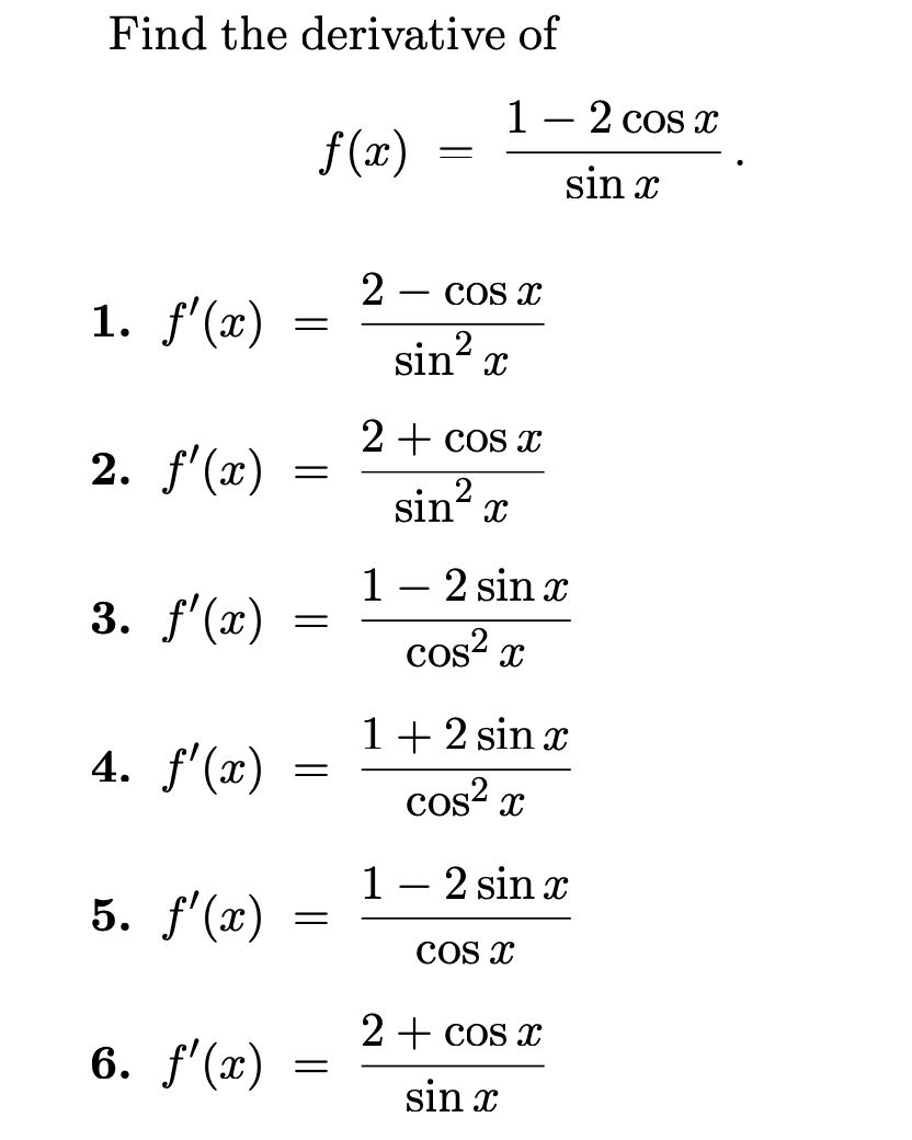 Solved Find the derivative | Chegg.com