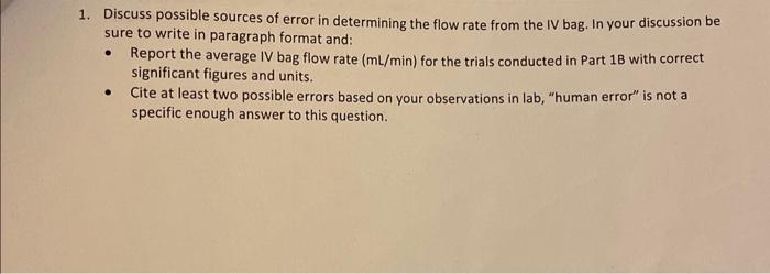 Solved 1. Discuss possible sources of error in determining | Chegg.com