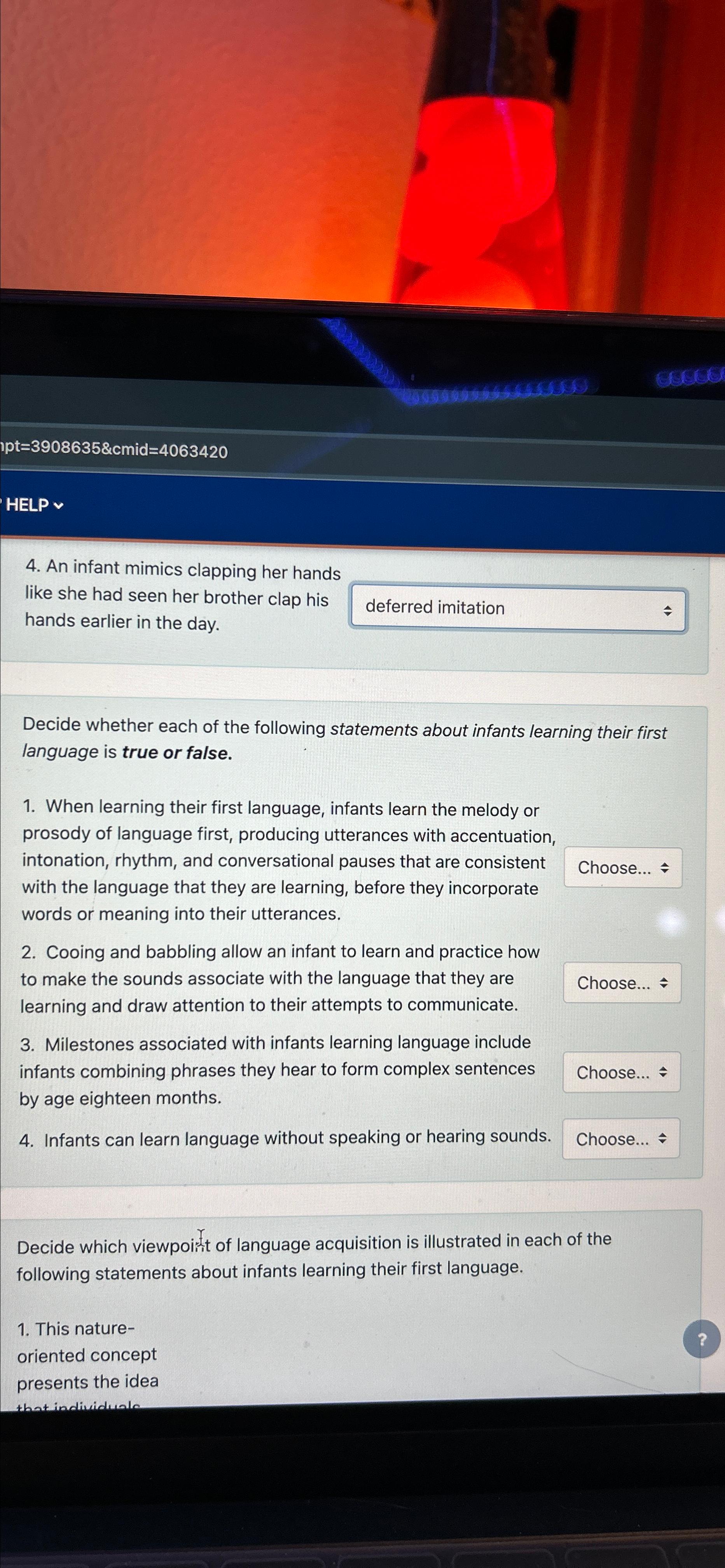 Solved An infant mimics clapping her hands like she had seen | Chegg.com
