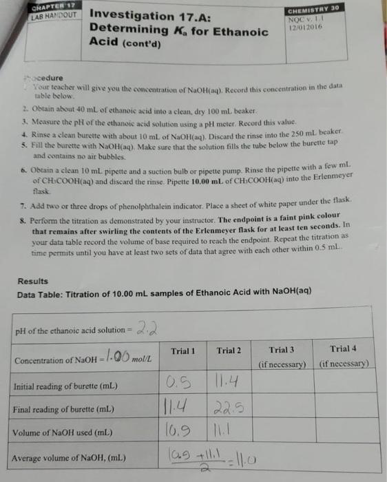 Solved DATE NAME- CLASS: CHAPTER 17 CHEMISTRY NQC v. 1.0 | Chegg.com
