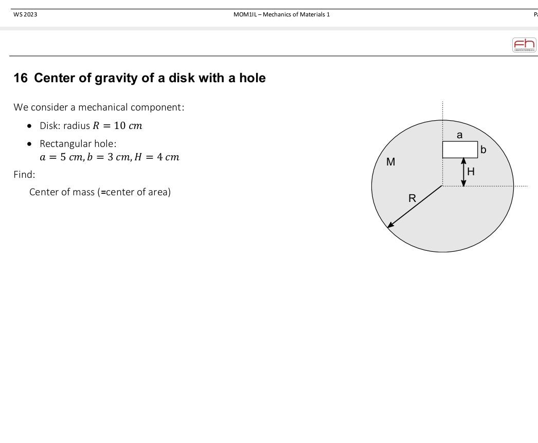 Solved 16 Center of gravity of a disk with a hole We | Chegg.com